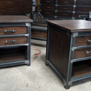 Rustic Welded Steel Night Stand, Vintage Industrial Nightstand, Custom ...