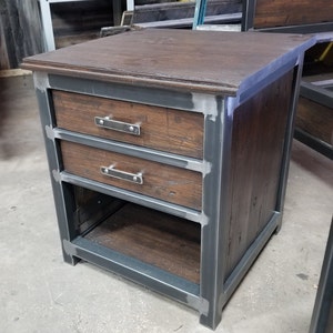 Rustic Welded Steel Night Stand, Vintage Industrial Nightstand, Custom ...