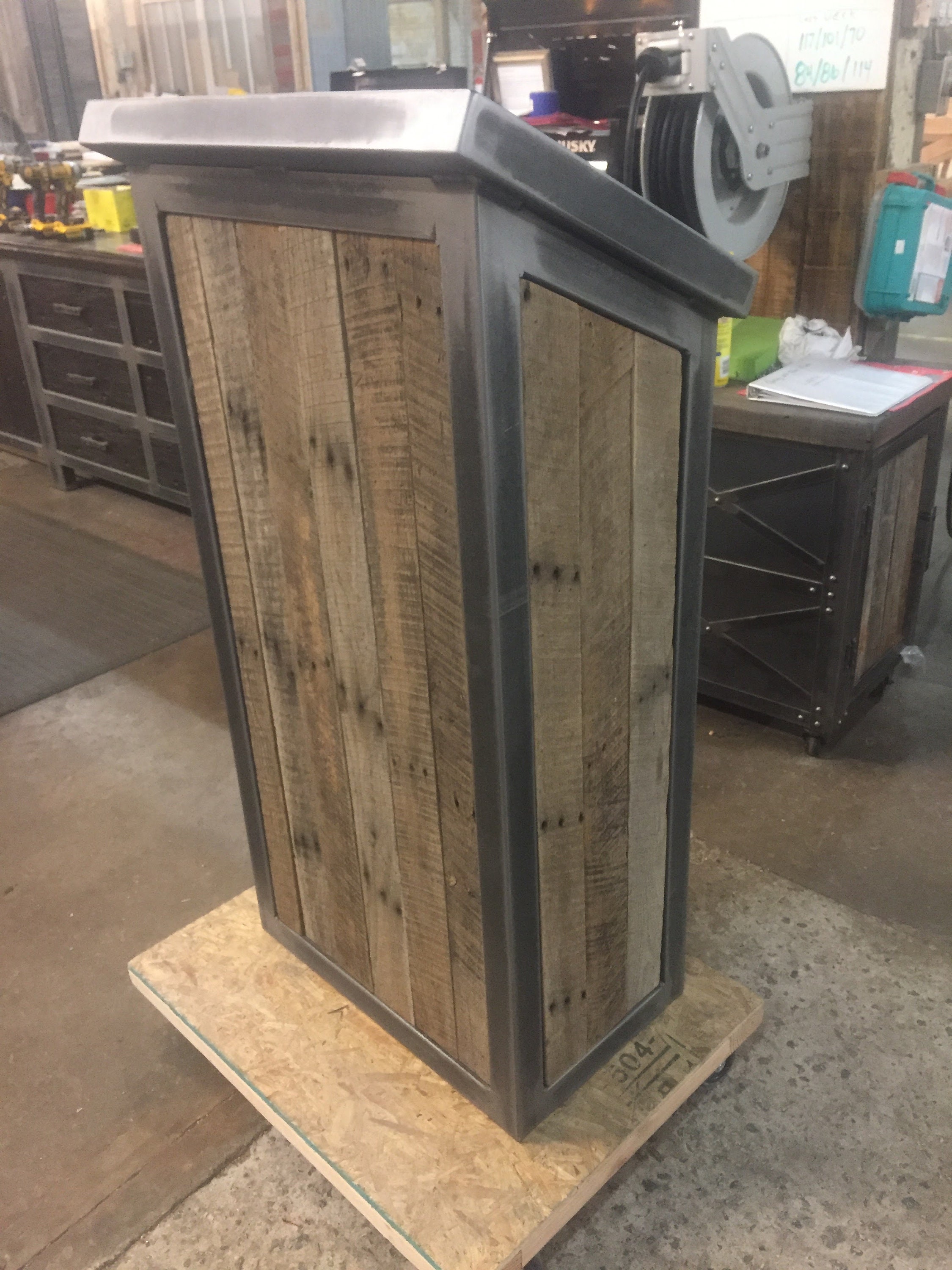 Industrial Steel Hostess Station, Rustic Reclaimed Wood Pulpit, Custom ...