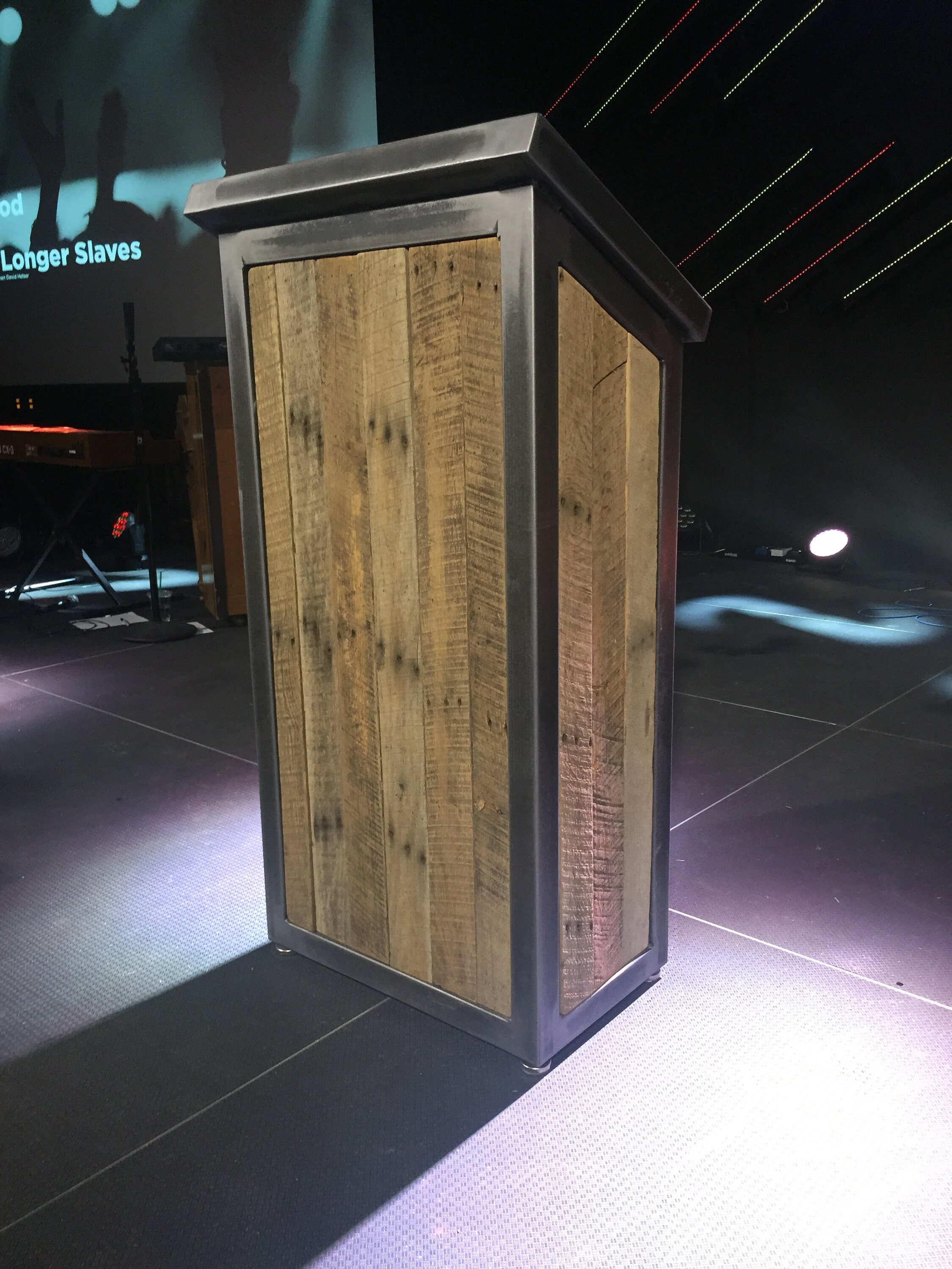 Industrial Steel Hostess Station, Rustic Reclaimed Wood Pulpit, Custom ...