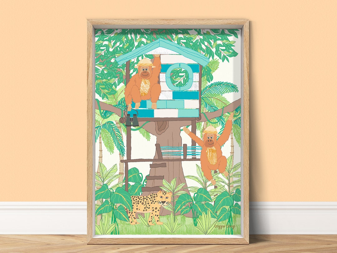 Safari Jungle Art Print for NURSERY + KIDS ROOM | Jungle Animal Poster ...