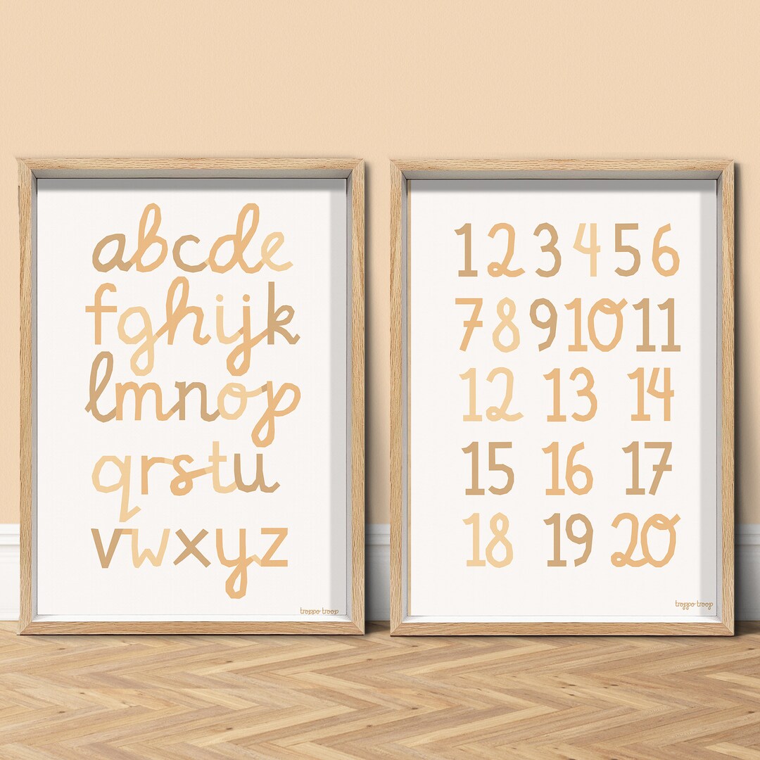 Alfabeto y números Impresión de bellas artes para NURSERY KIDS ROOM ...
