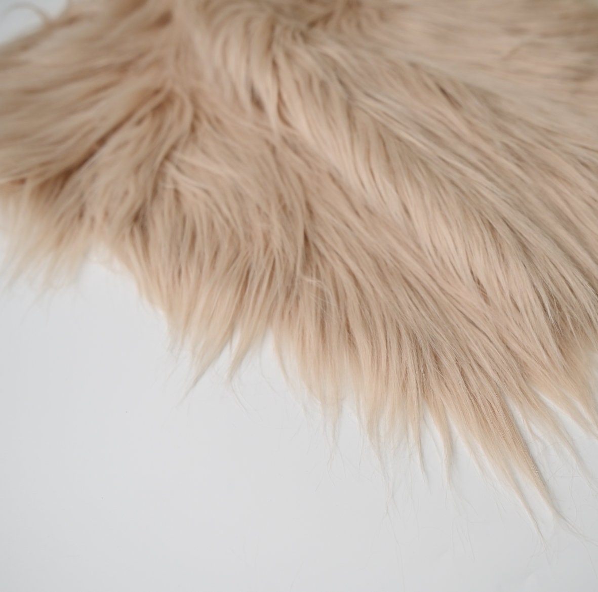 Luxury Faux Fur Fabric Long Pile Beige Select Size Free Shipping Cos ...
