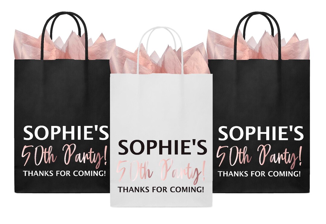 Birthday Party Gift Bags Gold, Silver, Copper, or Rose Gold Print ...