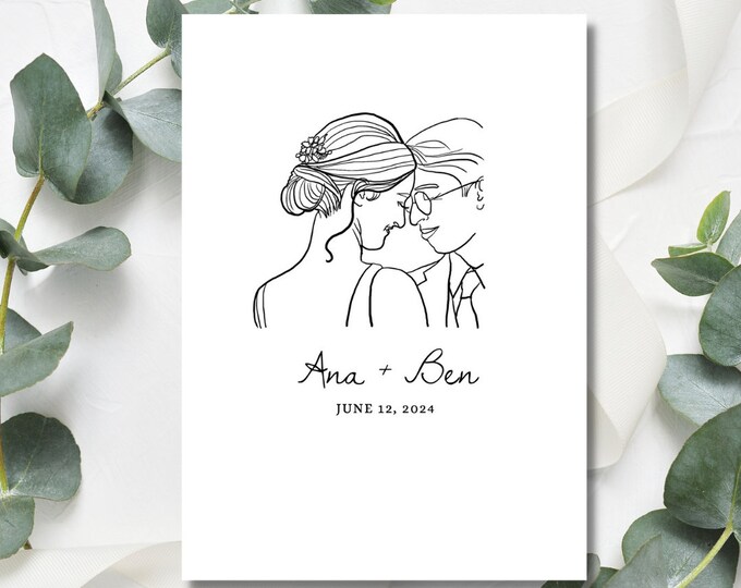 Custom Couple Portrait | Custom Wedding Illustration | Printable Couple ...