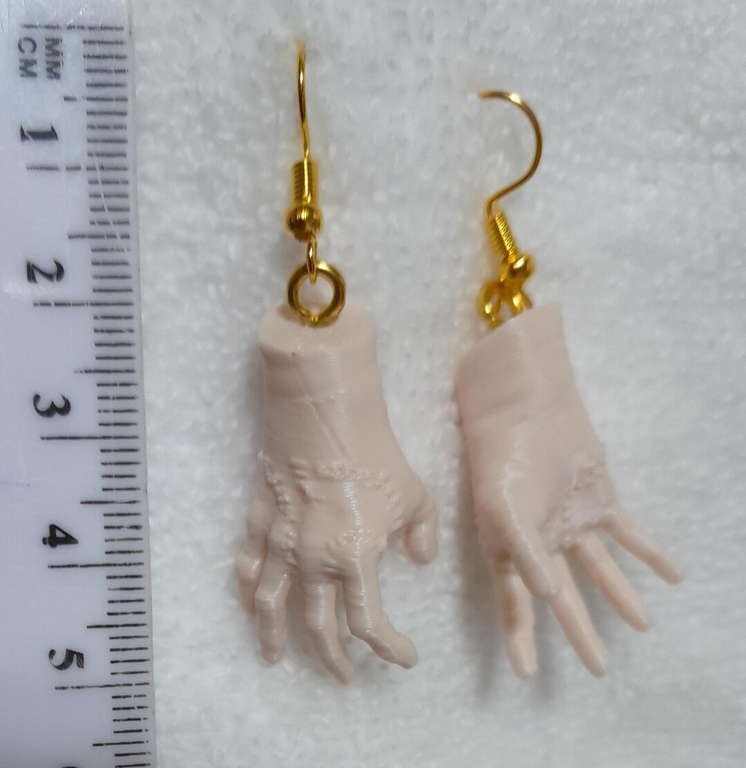 Wednesday Addams Family Thing Hand Pierced Earrings Jewellery Jewelry ...