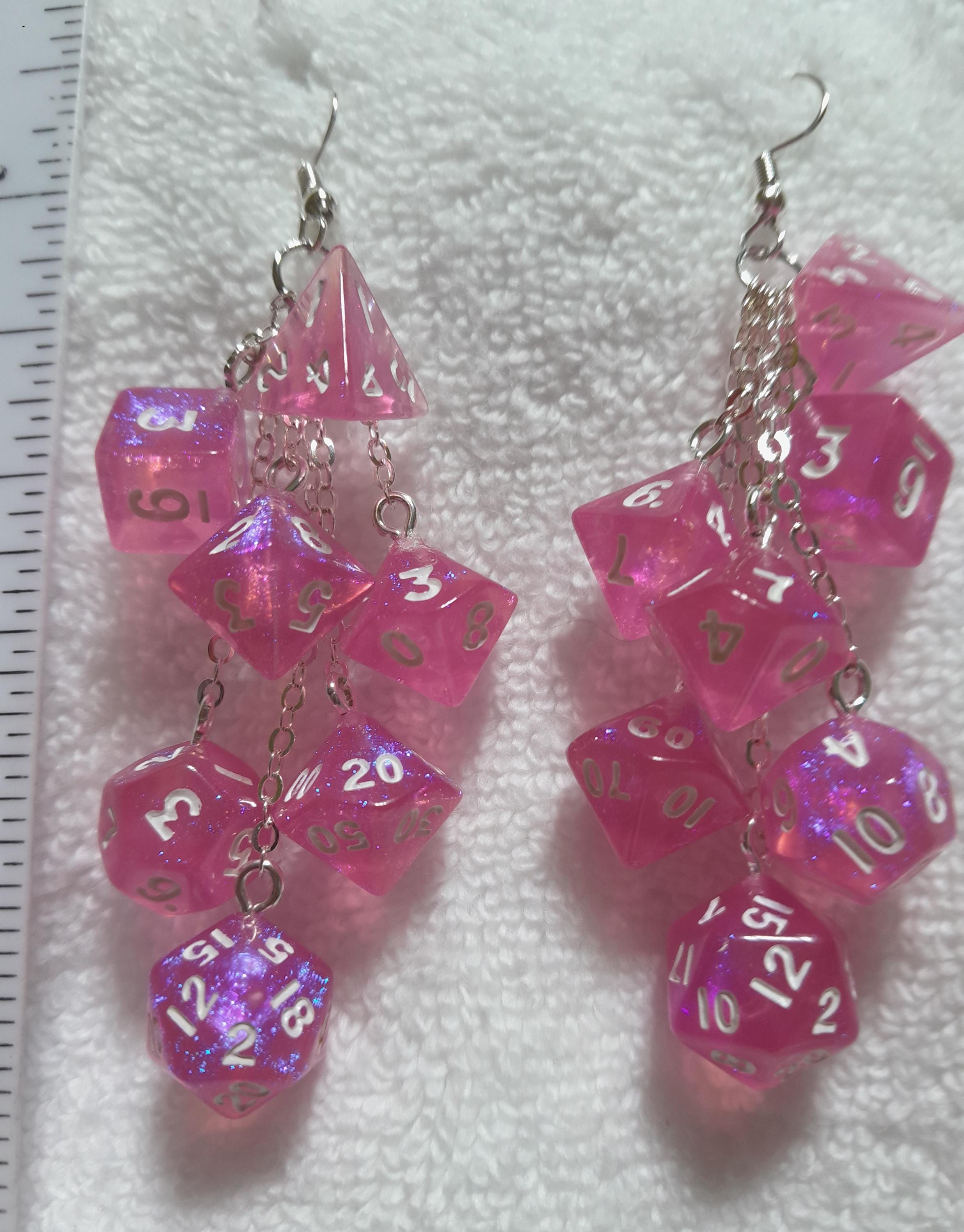 DND Mini Dice Iridescent Pink Pierced Earrings D4 D6 D8 D10 D12 D20 ...