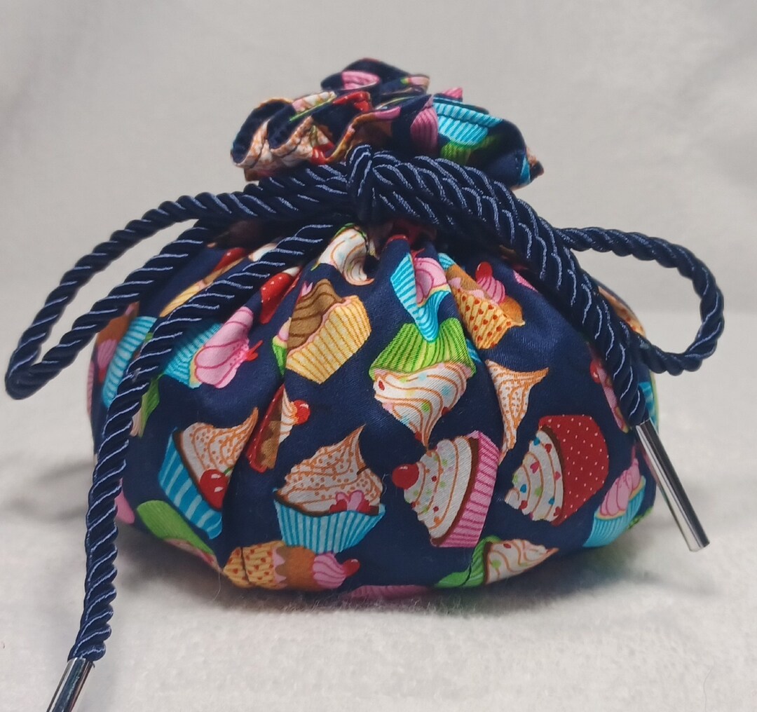 Cupcakes on Navy Blue Dice Bag Large Holds 12 or More Sets Dice Gremlin ...