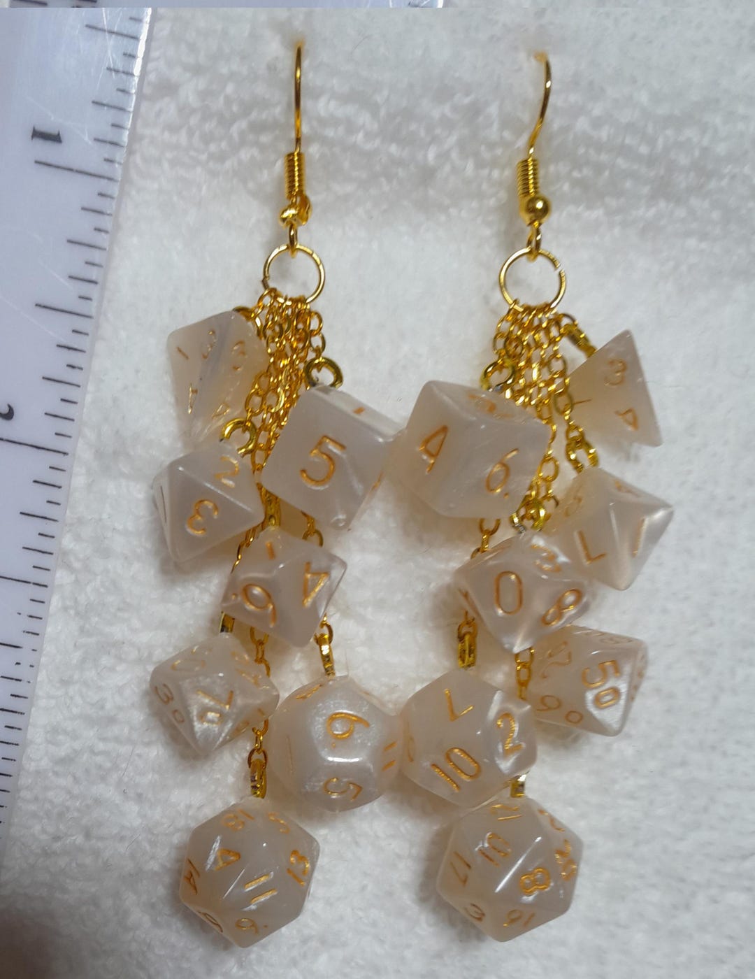 DND Mini Dice Pearlescent Yellow Pierced Earrings D4 D6 D8 D10 D12 D20 ...