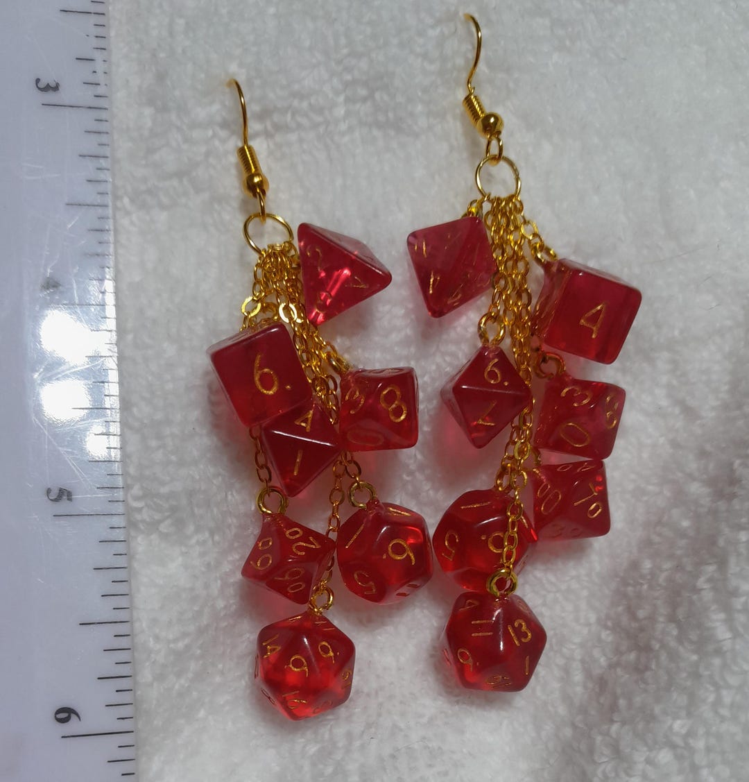 DND Mini Dice Transparent Cherry Red Pierced Earrings D4 D6 D8 D10 D12 ...