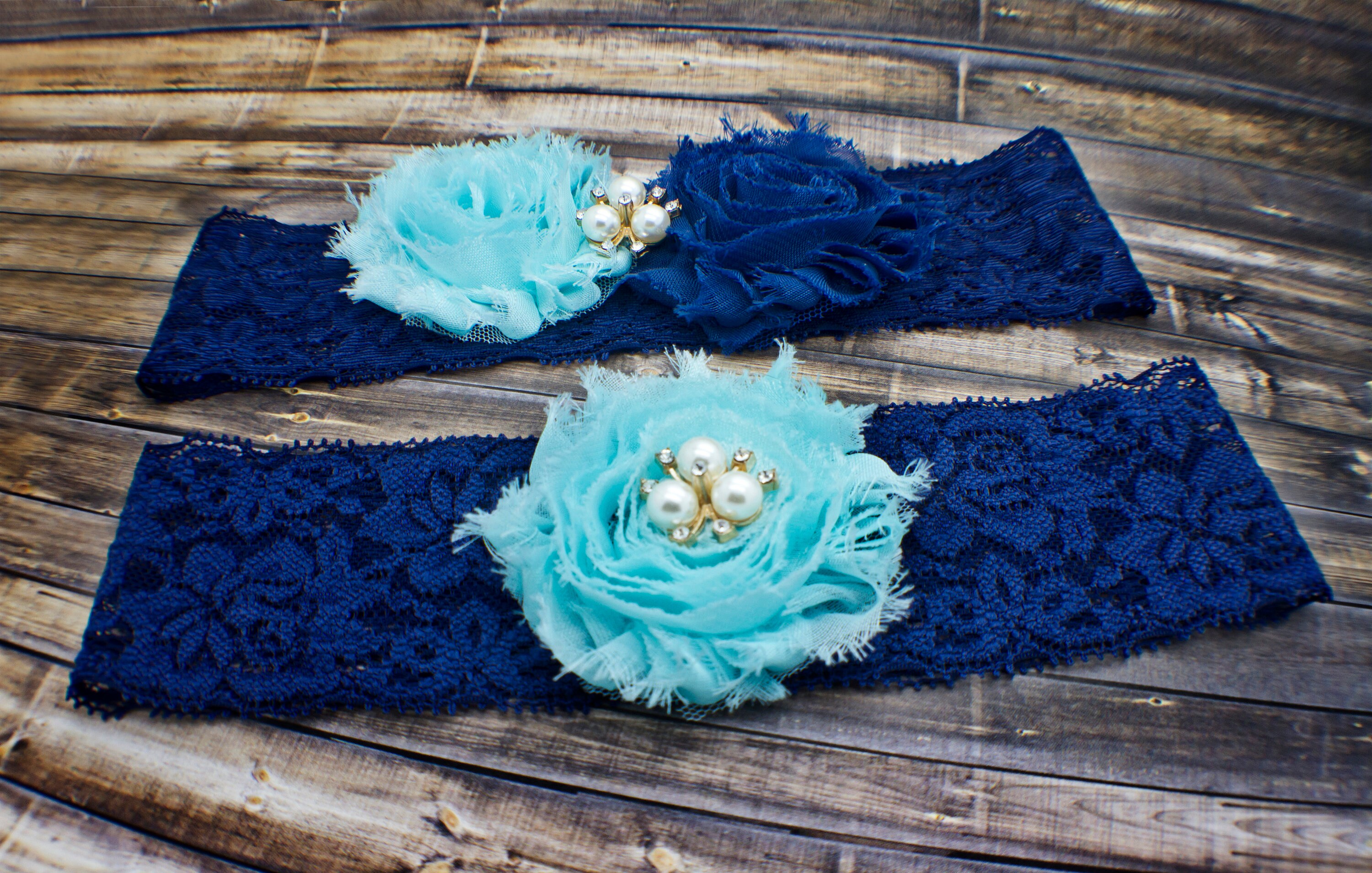 Flower Wedding Garter for Bride, Blue Lace Garter, Bridal Garter Set ...