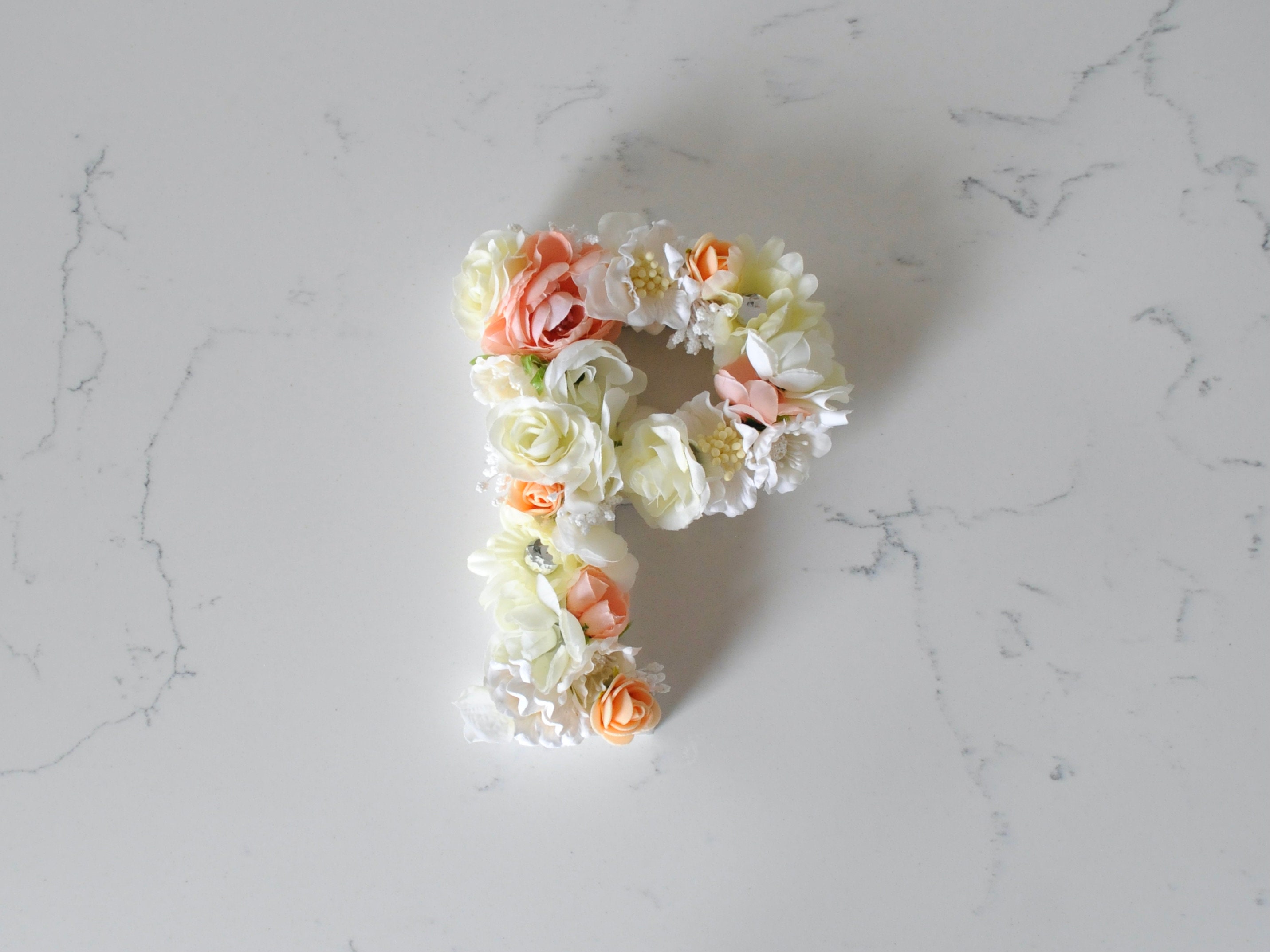 Floral Initial Letter P | 18cm | Peaches & Cream - Etsy UK