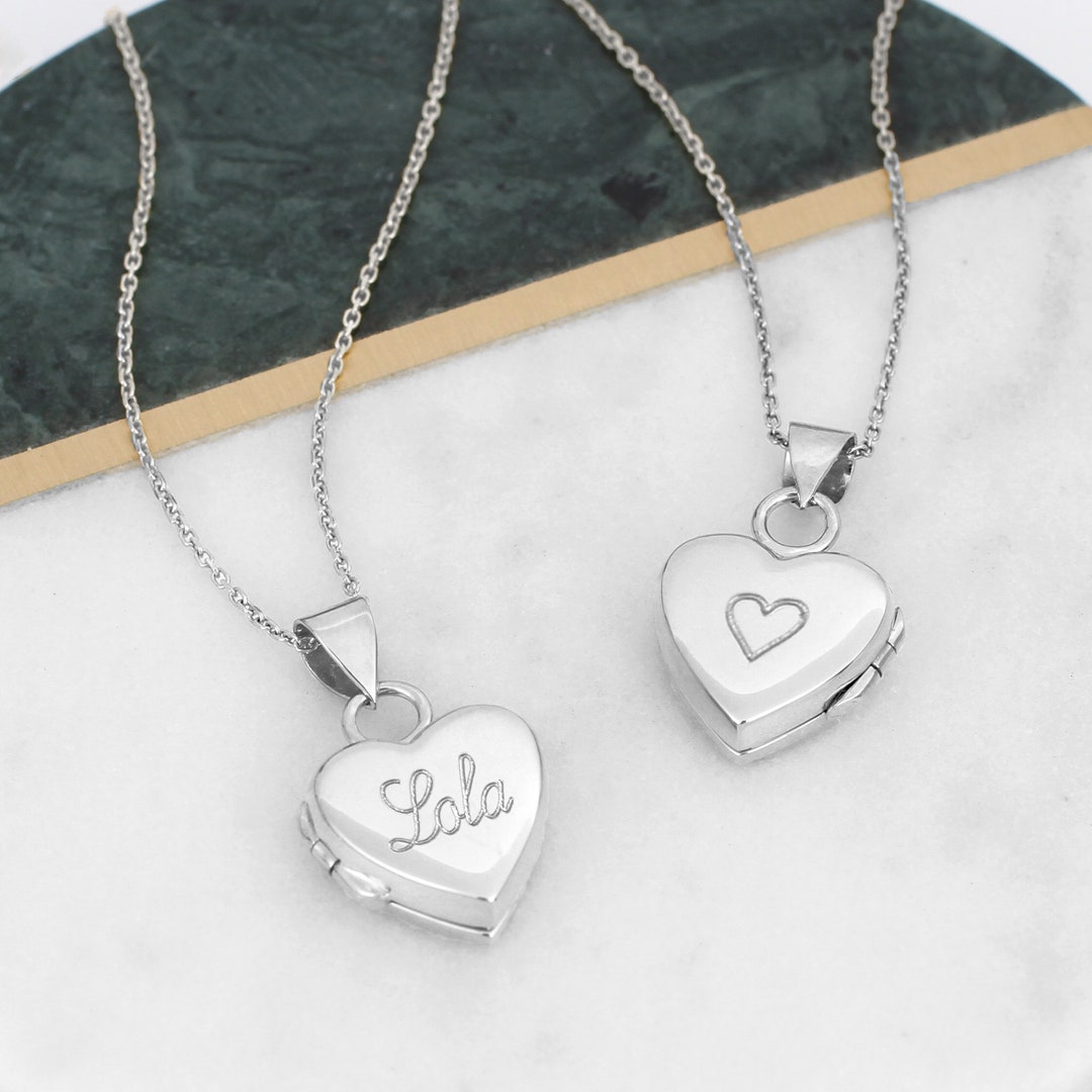 Personalised Silver Heart Locket • Photo Necklace - Etsy