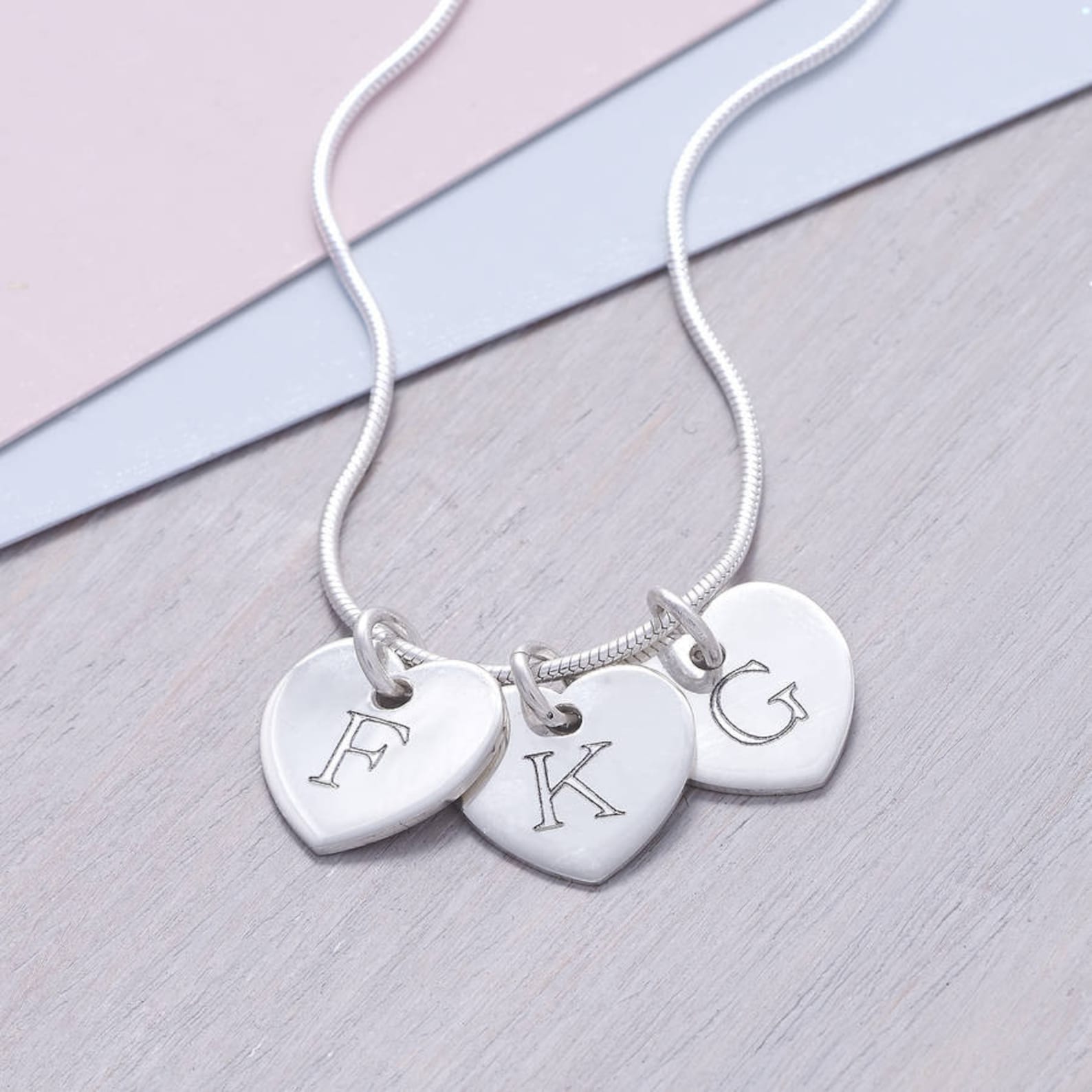 Personalised Silver Heart Initial Necklace - Etsy