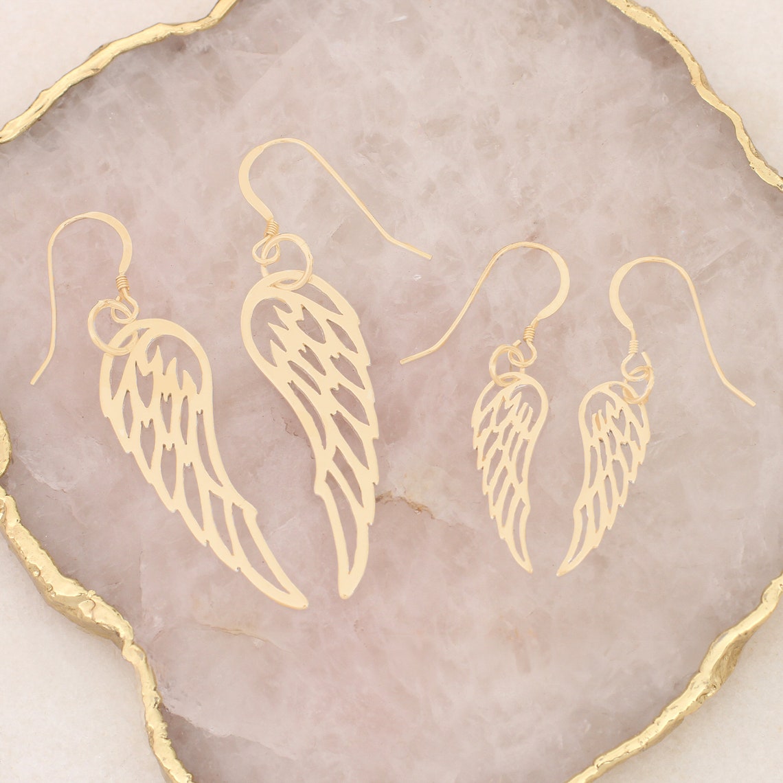 Yellow Gold Angel Wing Earrings - Etsy