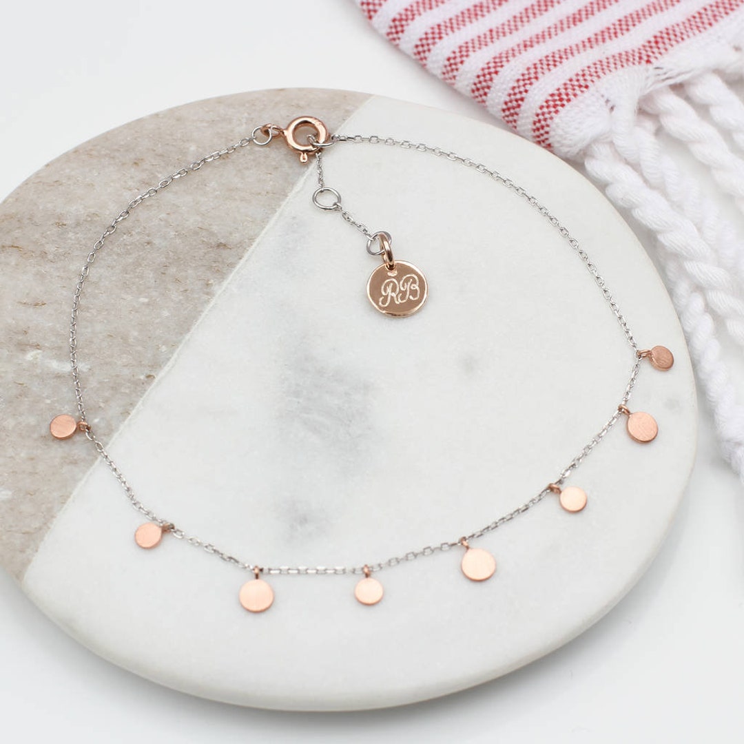 Personalised Silver & Gold Coin Anklet Holiday Accessories - Etsy UK