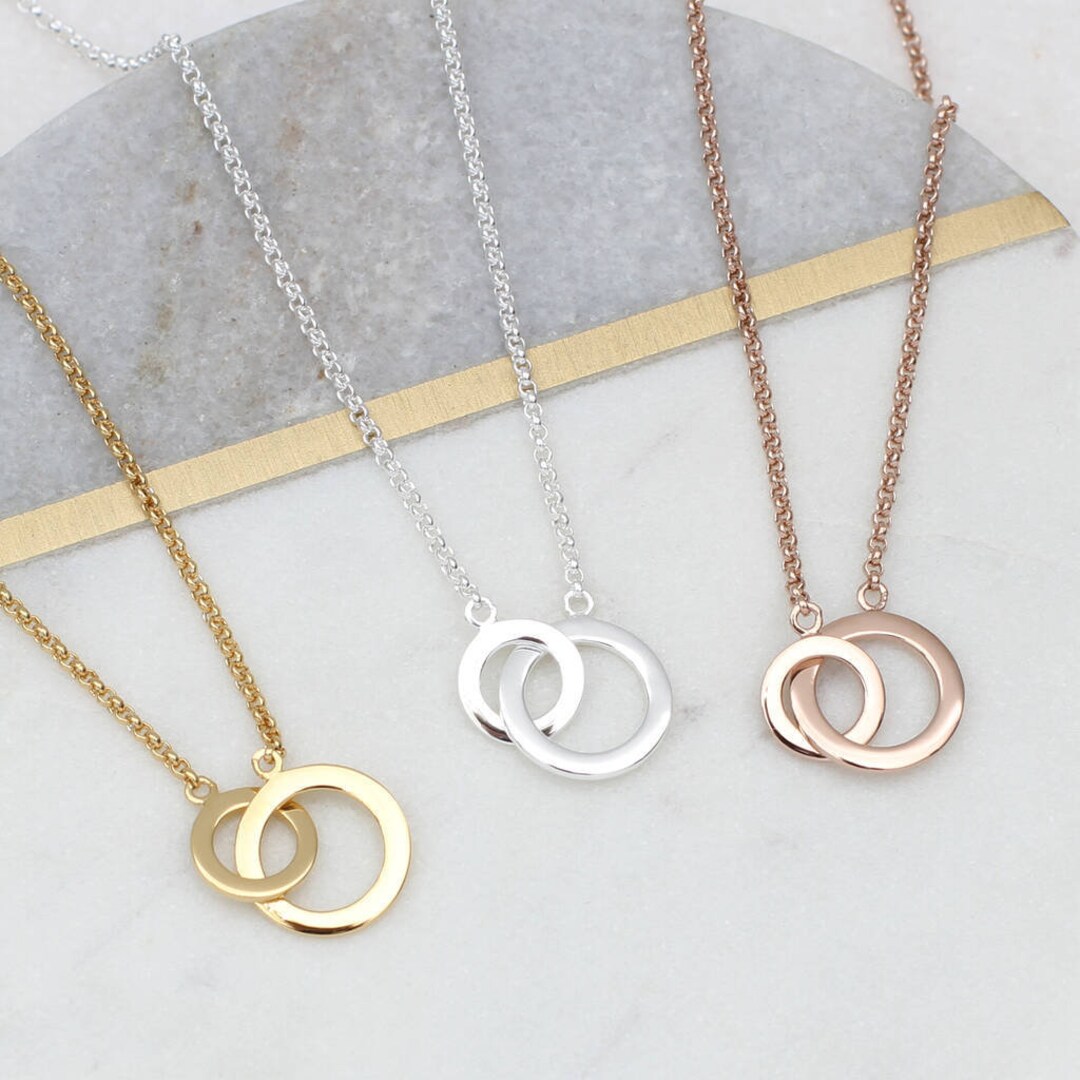 Gold or Silver Infinity Rings Necklace - Etsy UK