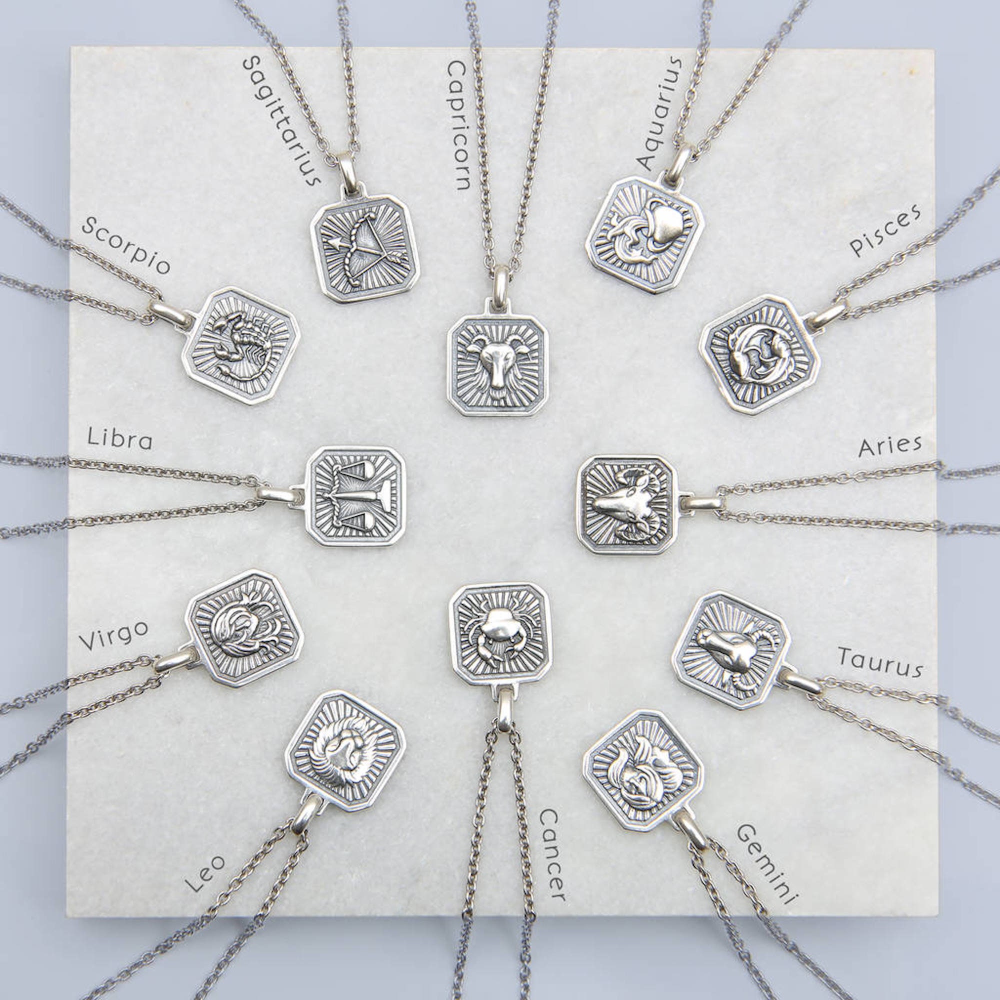 Men's Silver Reversible Zodiac Pendant - Etsy UK