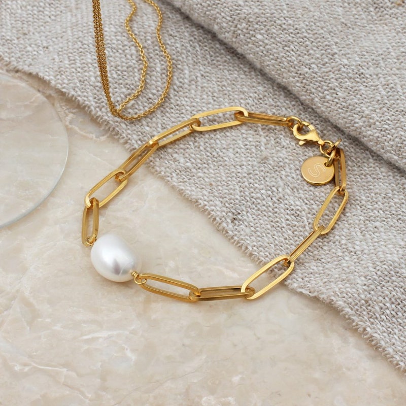 Pearl Chain Bracelet - Etsy