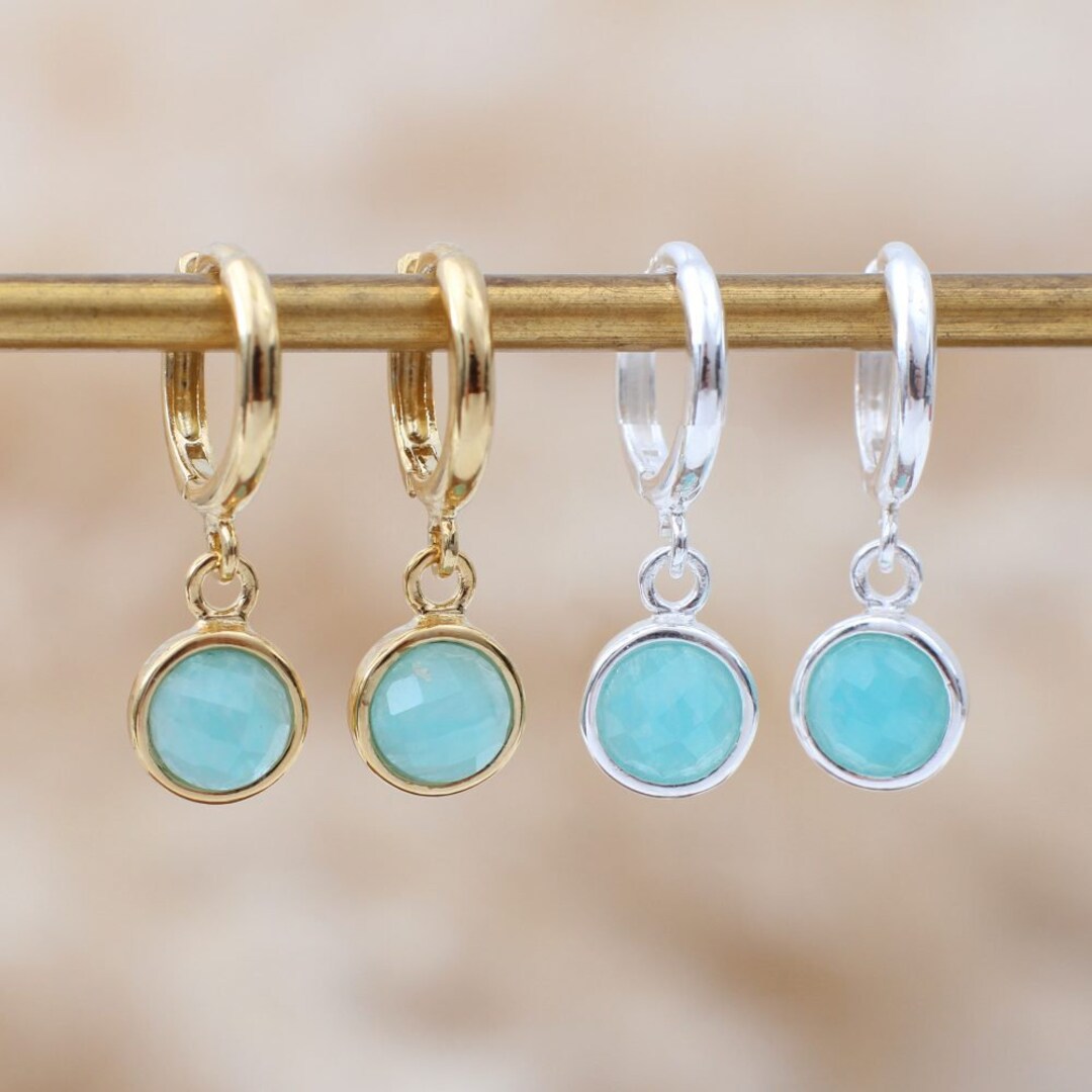 18ct Gold Plated or Silver Semi Precious Hoop Earrings - Etsy
