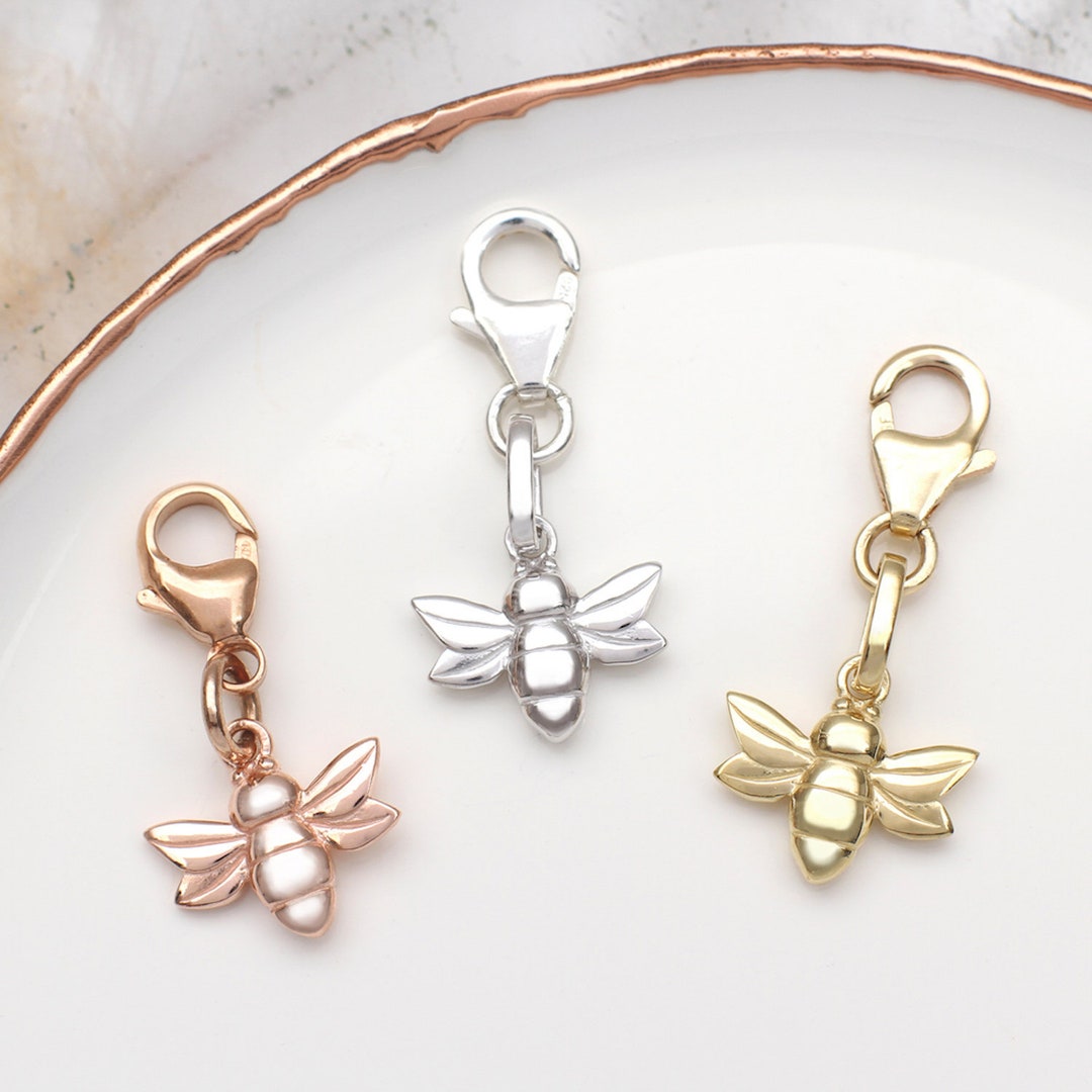 Gold Plated or Silver Tiny Bee Charm - Etsy