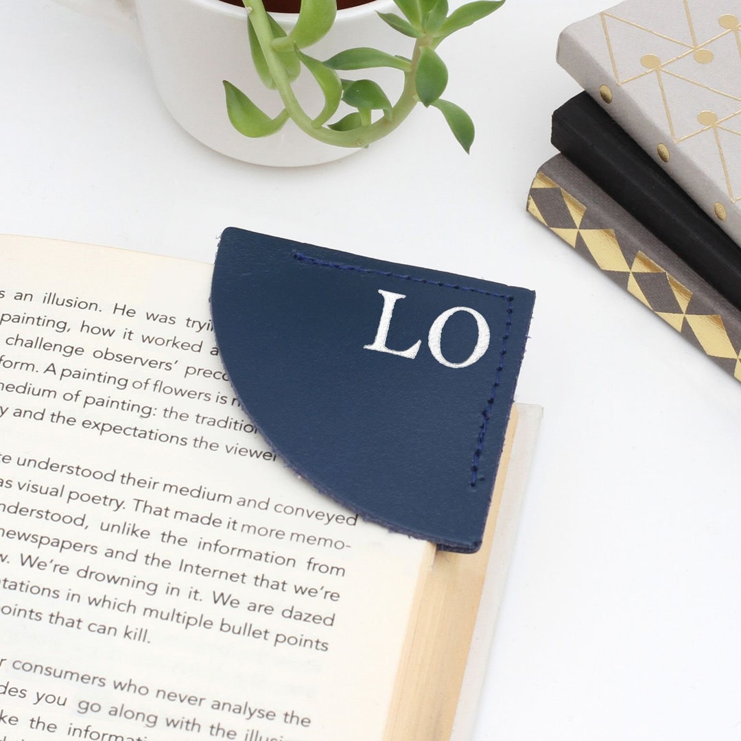 Personalised Initial Leather Page Corner Bookmark • Leather Gift ...