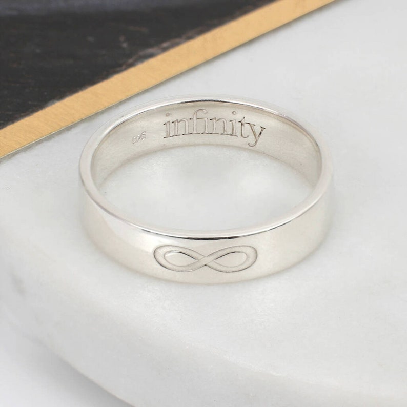 Sterling Silver Engraved Infinity Promise Unisex Ring - Etsy UK