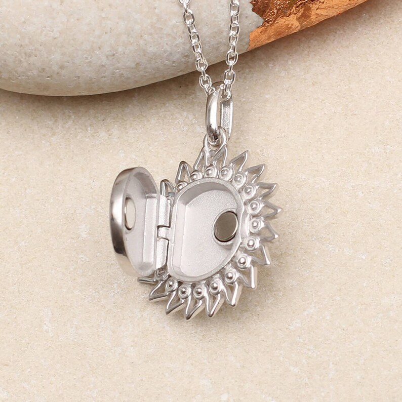 Personalised Silver Sun Locket Photo Necklace - Etsy UK