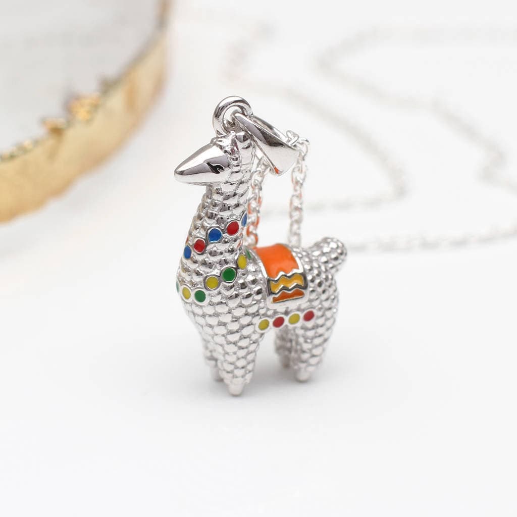 Sterling Silver & Enamel Llama Charm • Animal Jewellery - Etsy UK