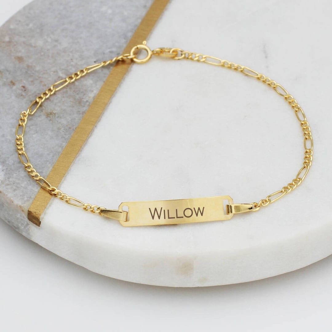 Personalised 9ct Gold Name Plate Bracelet - Etsy
