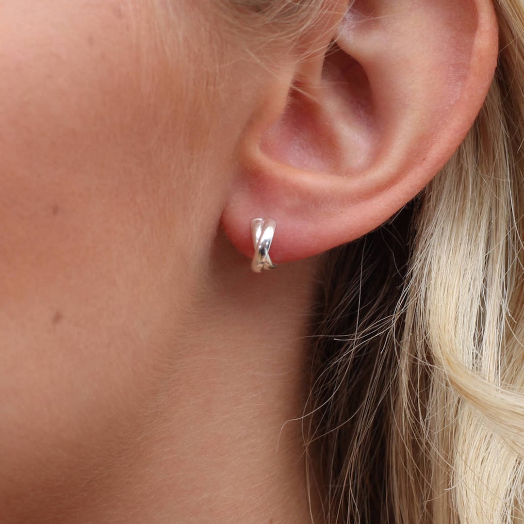 Sterling Silver Kisses Huggie Earrings - Etsy