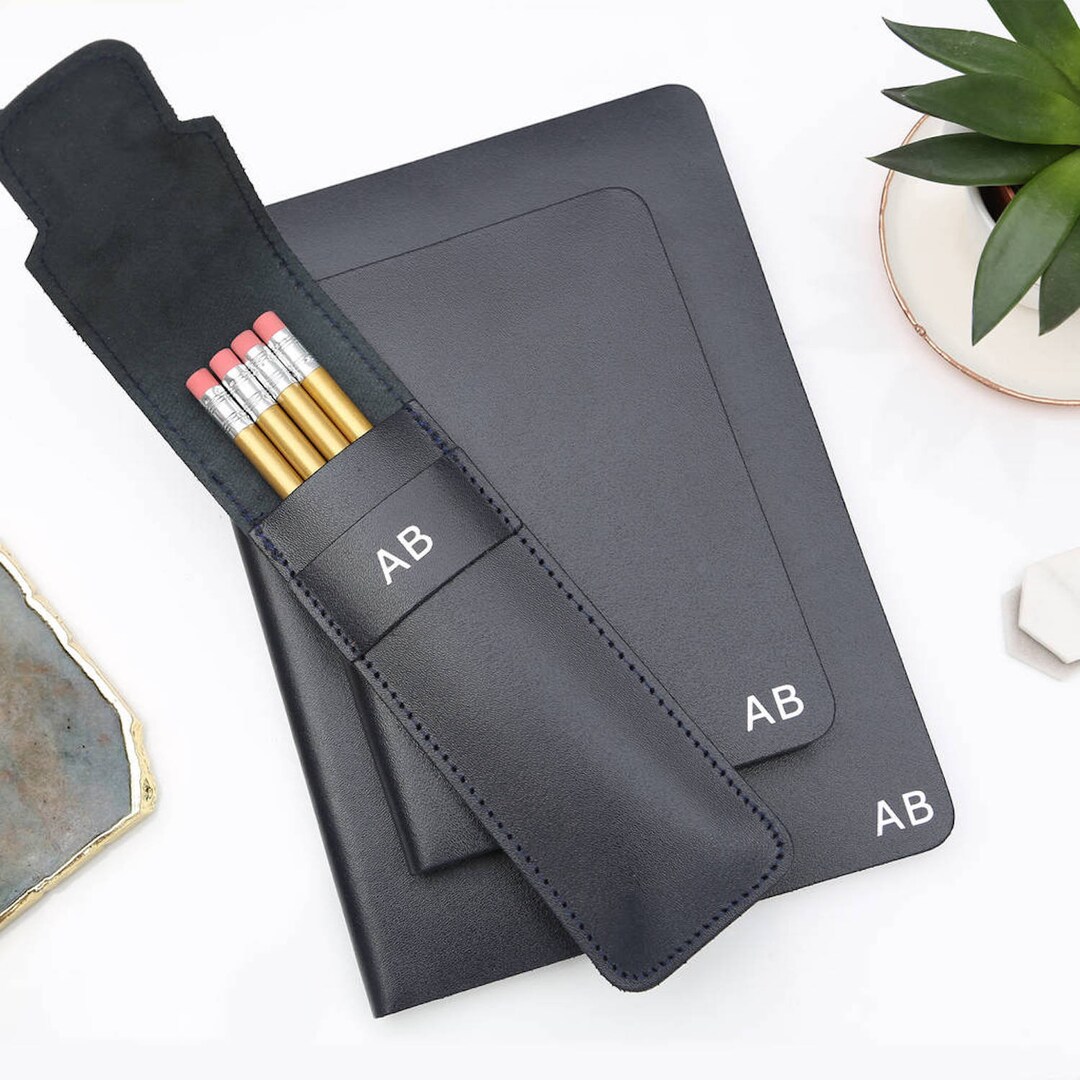 Personalised Leather Notebook & Pencil Case Gift Set - Etsy