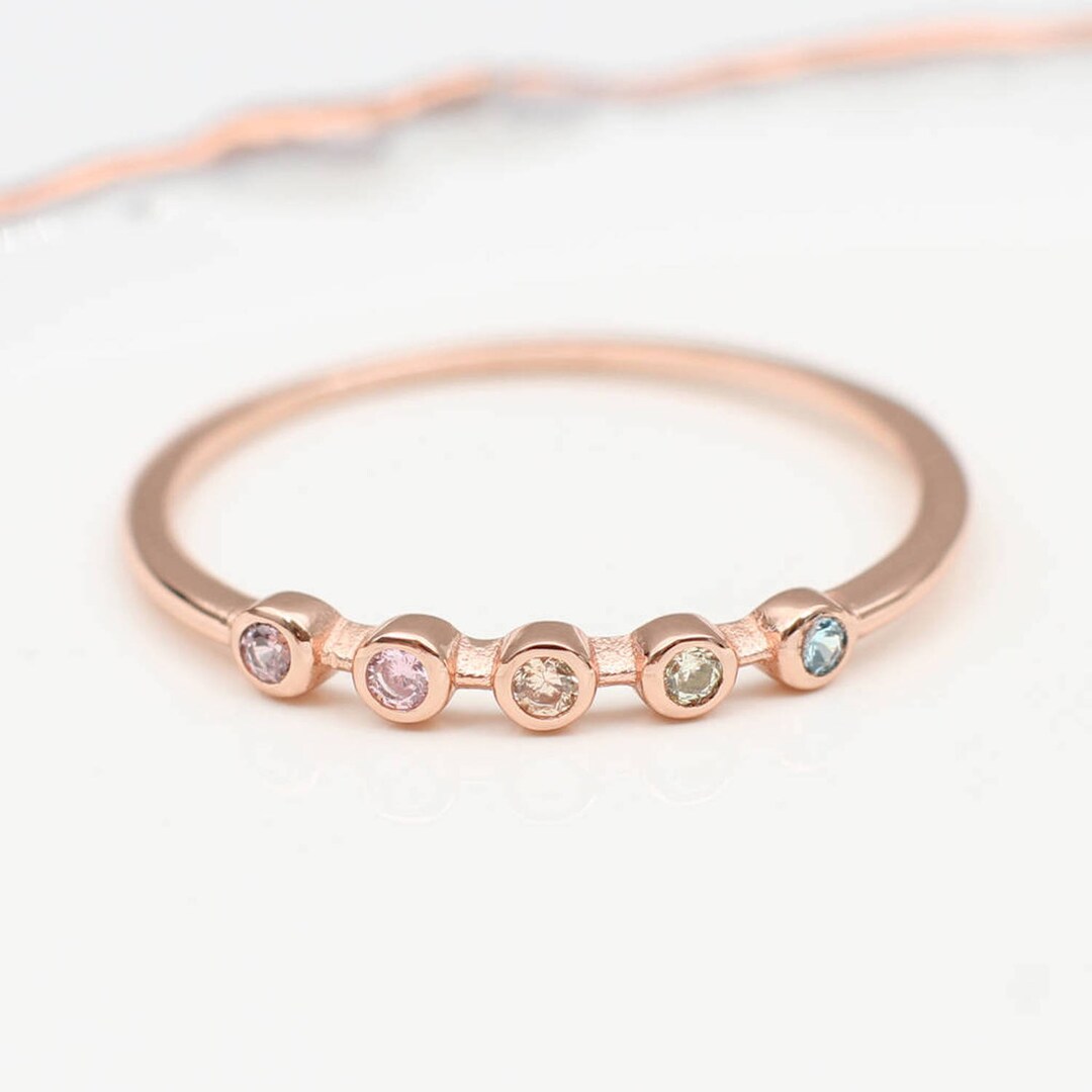 Rose Gold Rainbow Crystal Ring - Etsy UK