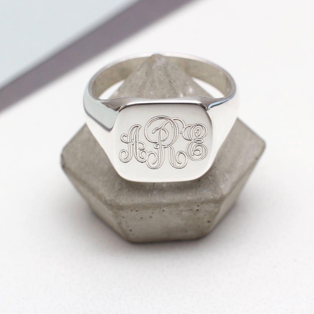 Men's Silver Square Signet Ring • Husband Gifts • Engraved Jewellery ...