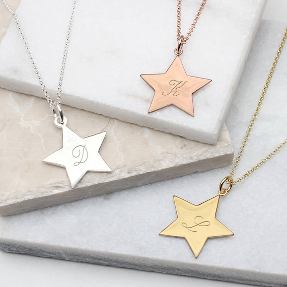 Star initial necklace store