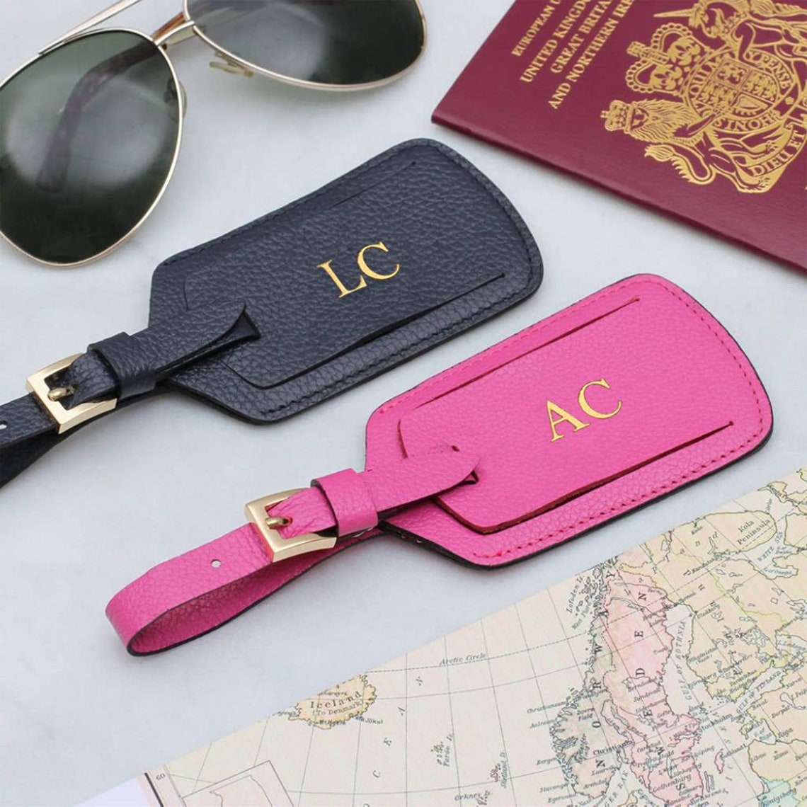 Personalised Leather Luggage Tag • Travel Accessories • - Etsy