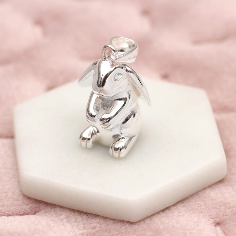 Silver Bunny Charm - Etsy