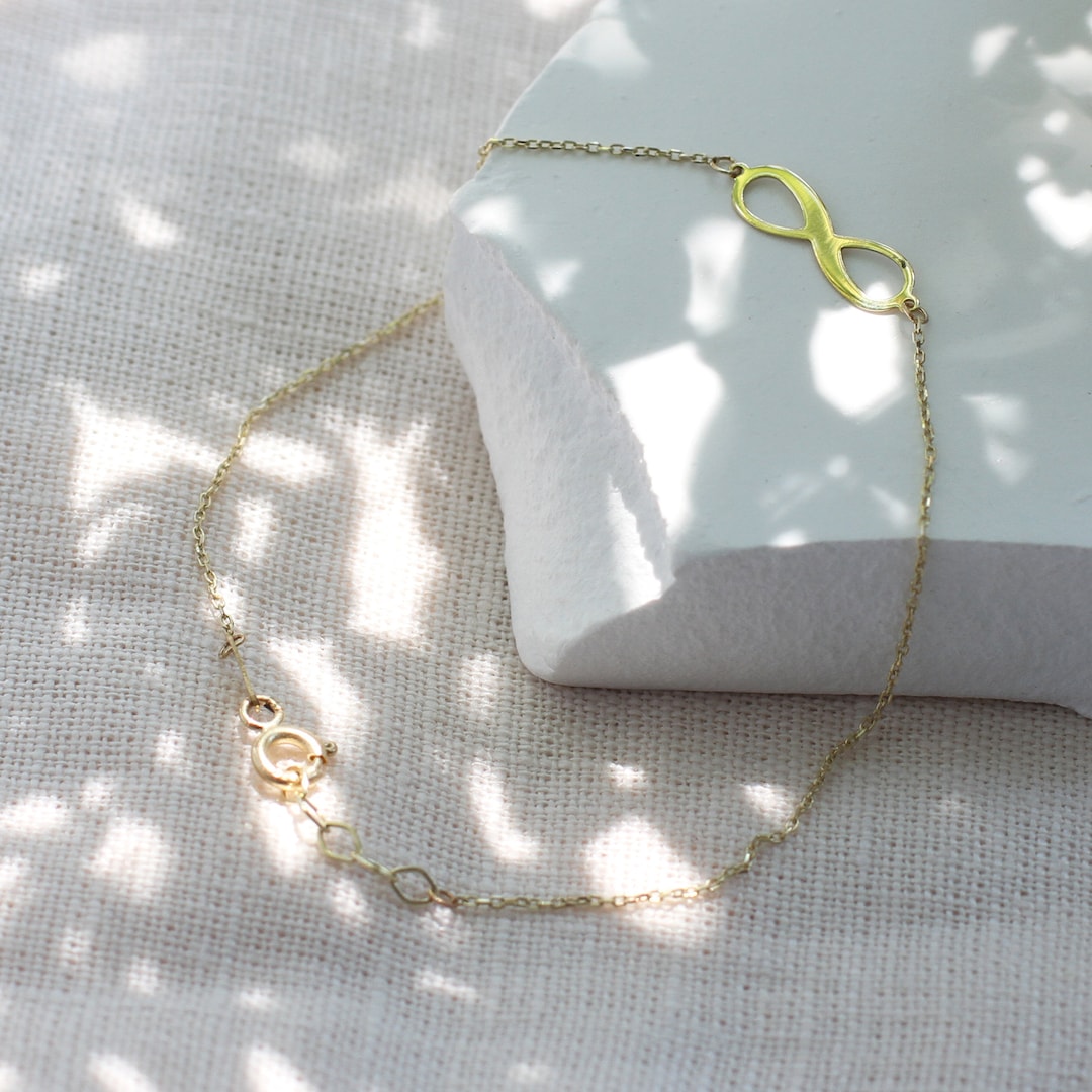 9ct Yellow Gold Adjustable Infinity Bracelet • Solid Gold Infinity Bracelet - Etsy