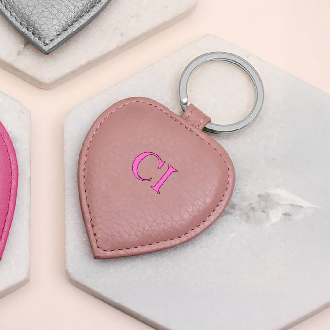 Personalised Initials Leather Heart Keyring - Etsy