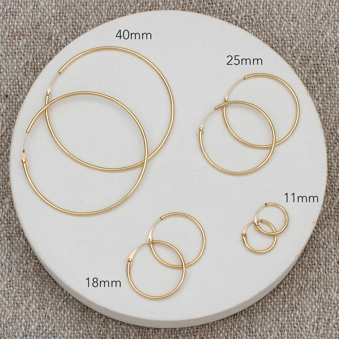 9ct Gold Hoop Earrings 11-40mm • Solid Gold Sleeper Hoops - Etsy UK
