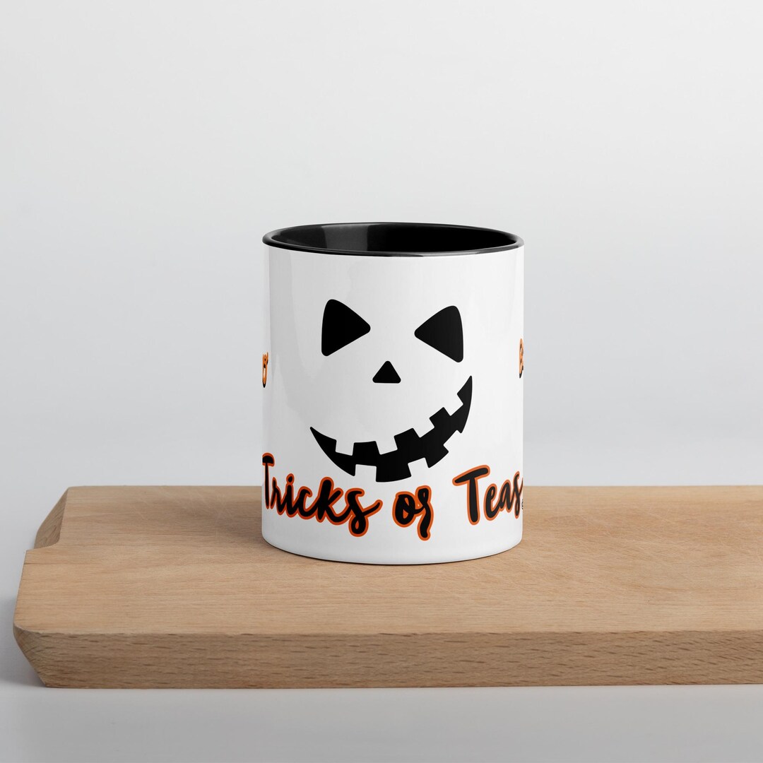Tricks or Tea Ceramic Mug With Color Inside - Etsy