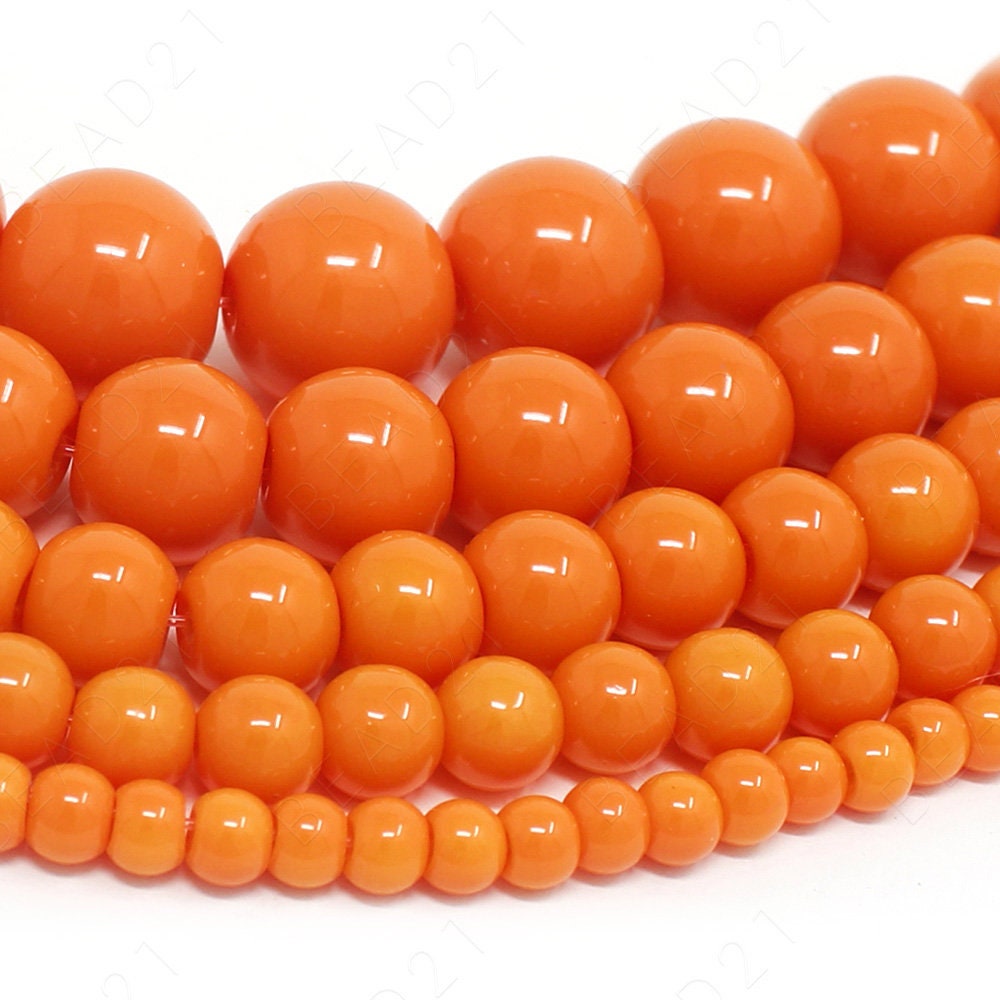 Orange Czech Opaque Glass Beads Round Loose 4mm 6mm 8mm 10mm 12mm 16 Strand