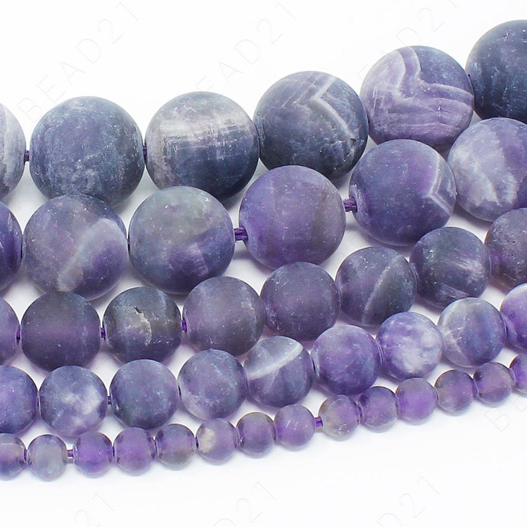 Matte Amethyst Beads Natural Gemstone Round Loose - 4mm 6mm 8mm 10mm ...