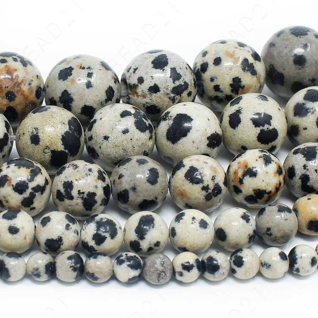 Dalmatian Jasper Beads Natural Gemstone Round Loose Dalmation - 4mm 6mm 8mm 10mm 12mm - 15.5 ...