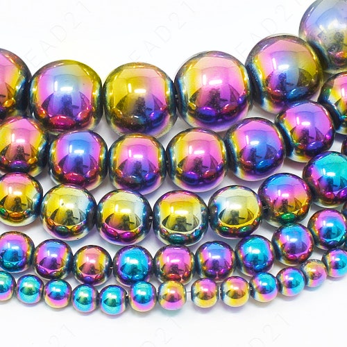 Rainbow Hematite Beads Gemstone Natural Round Loose 4mm 6mm Etsy