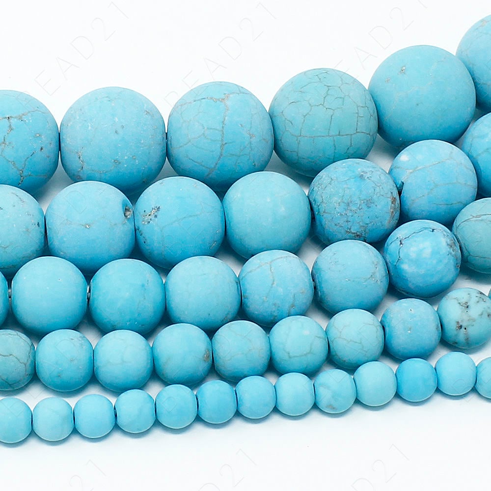 Matte Turquoise Howlite Beads Natural Gemstone Round Loose - 4mm 6mm ...
