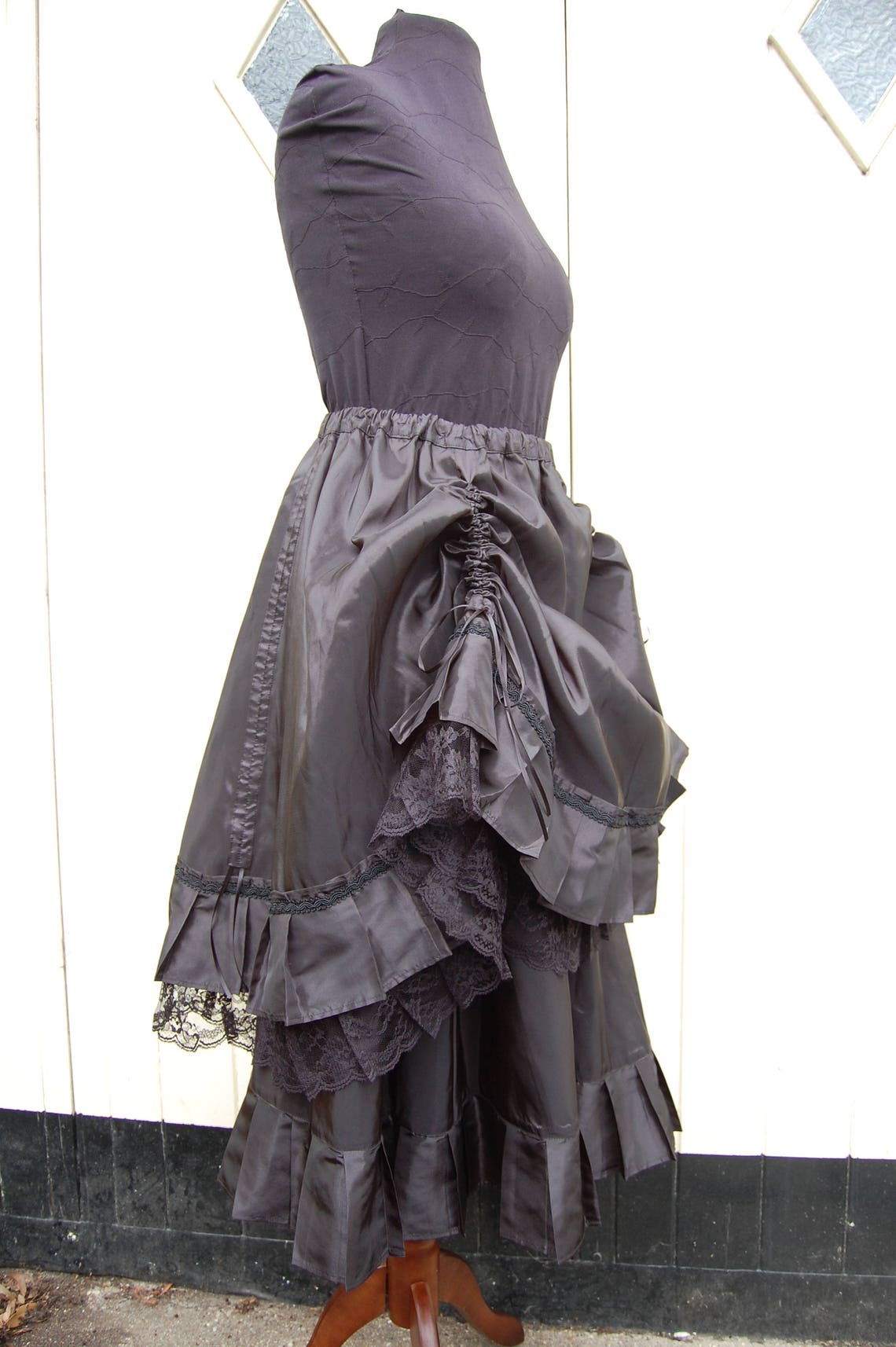 Steampunk Skirt Pirate Wench in Black Taffeta Small | Etsy