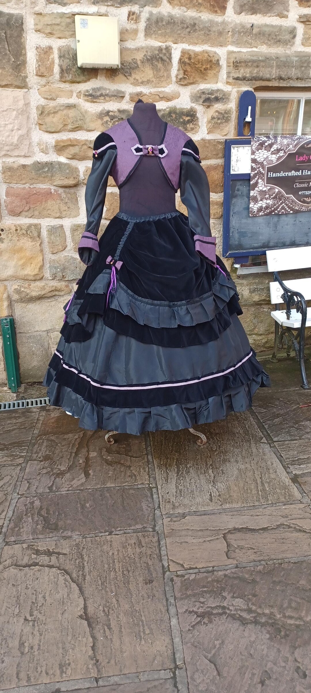 Victorian Steampunk Crinoline Outfit Black Velvet Purple Bolero - Etsy
