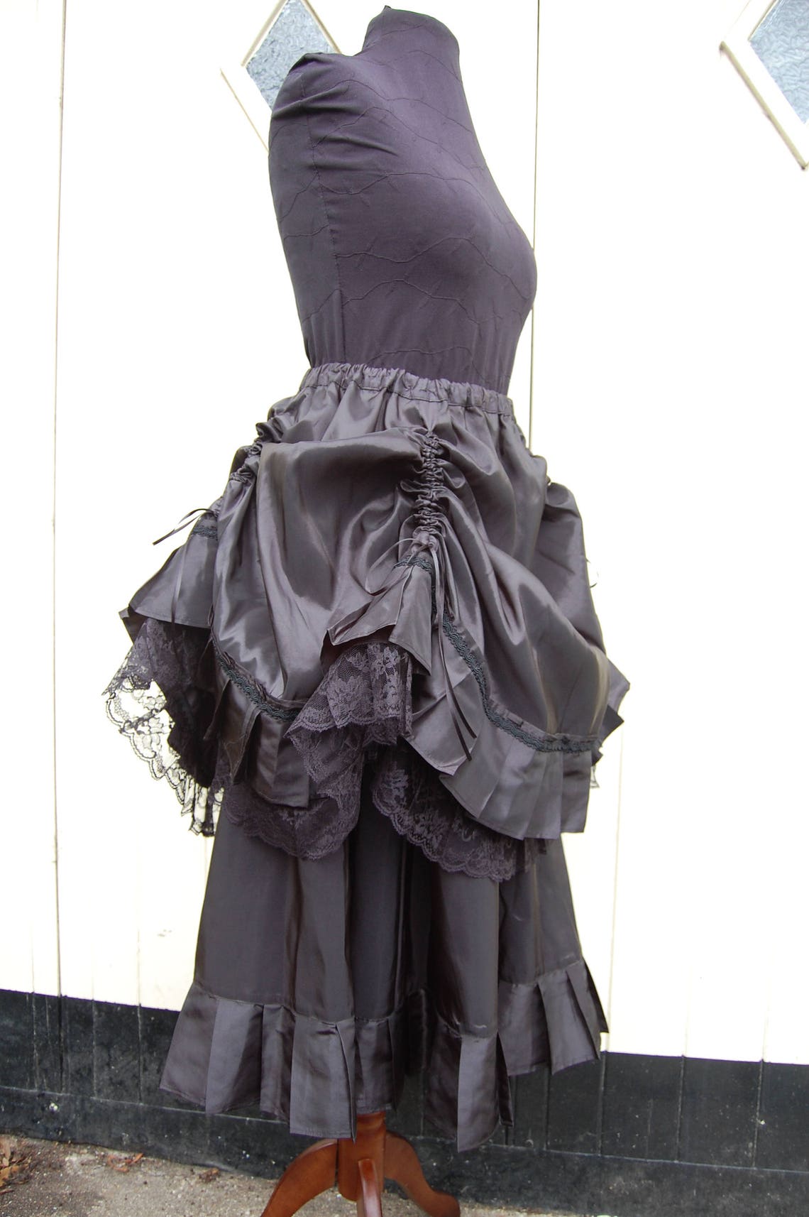 Steampunk Skirt Pirate Wench in Black Taffeta Small | Etsy