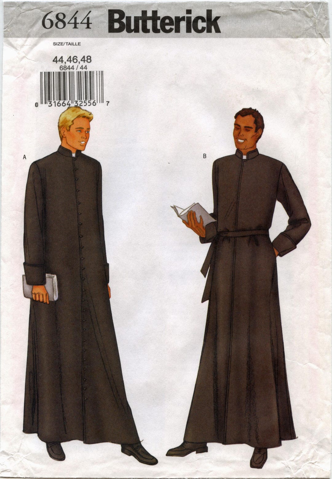 Butterick 6844 Clerical Priest Robe Uncut Sewing Pattern ONLY Men's ...